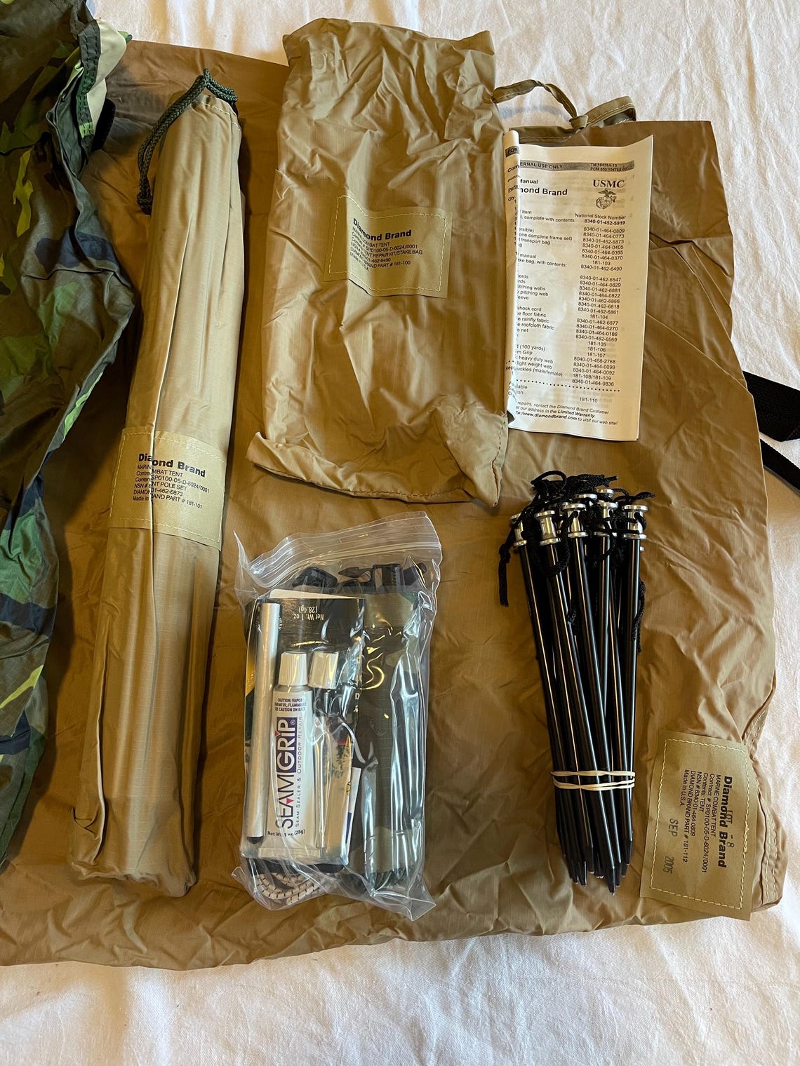New USMC 2 Two Man Combat Tent Eureka/ Diamond Brand Complete Set ...