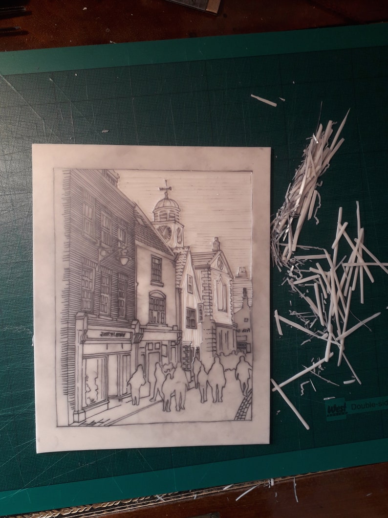 Linocut Print Church Street Whitby Unique Linocut Art Lino - Etsy