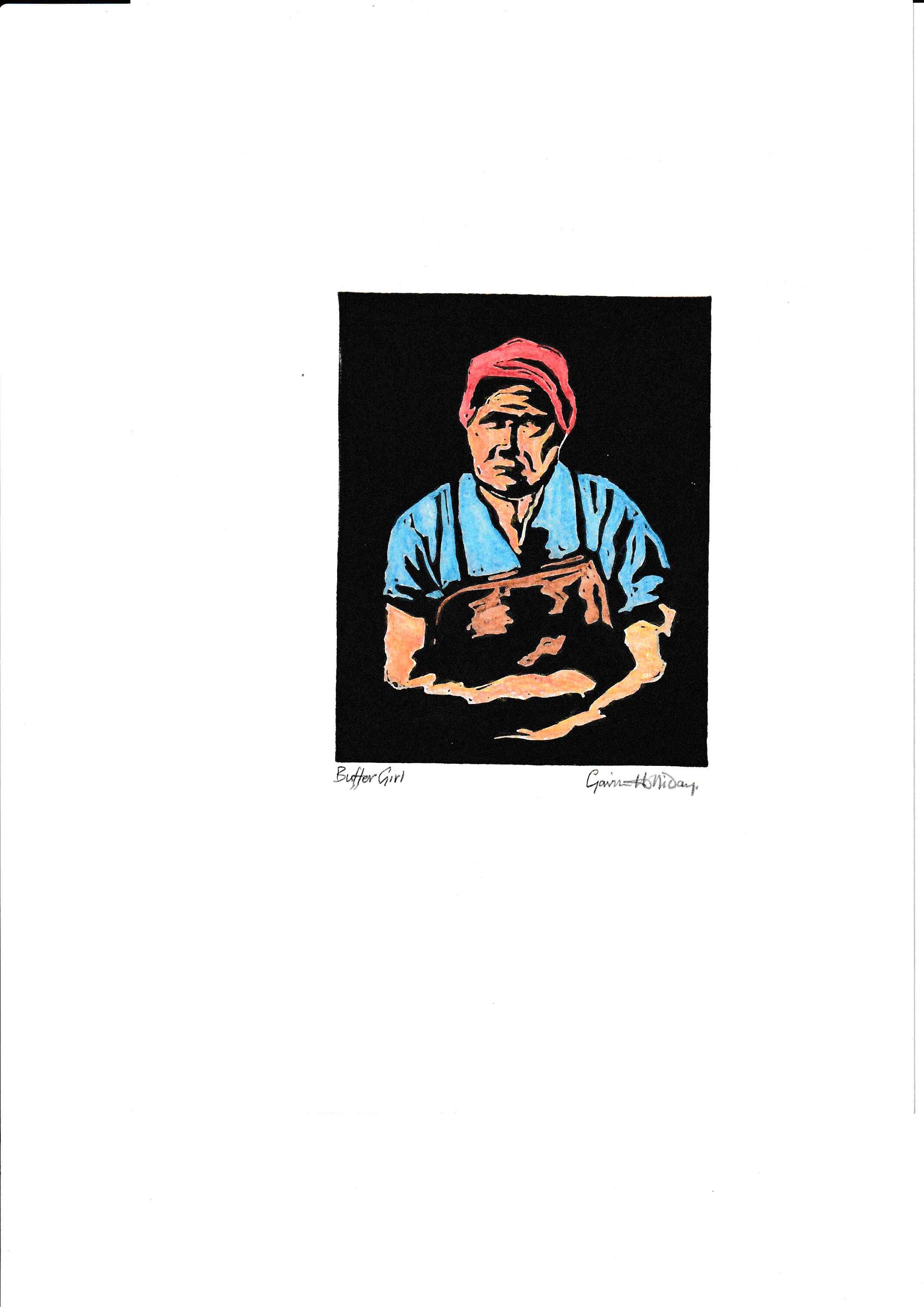 Sheffield Buffer Girl Portrait Linocut Print Women of Steel - Etsy