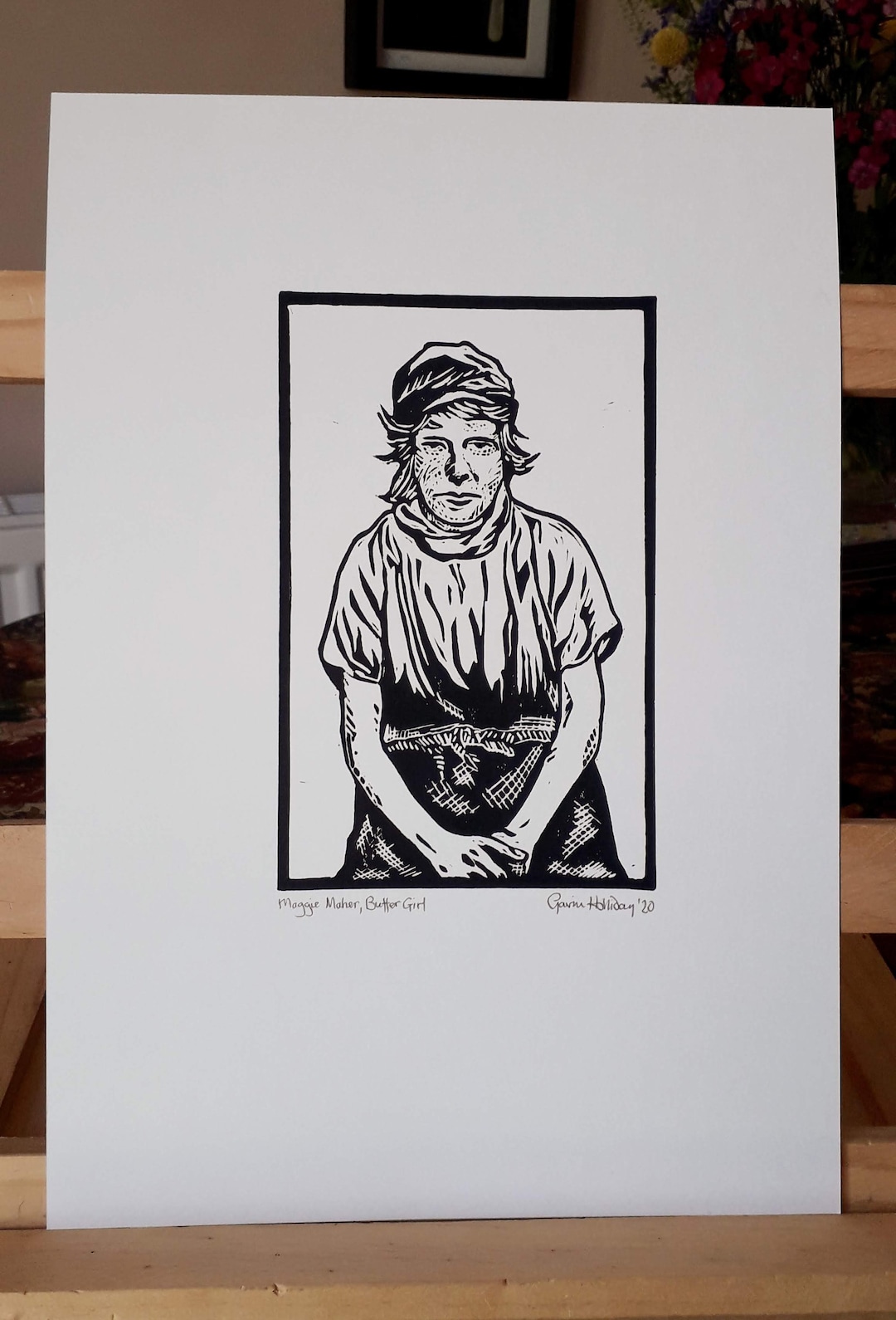 Linocut Print, Maggie Maher, Buffer Girl. Sheffield History, Unique Art ...