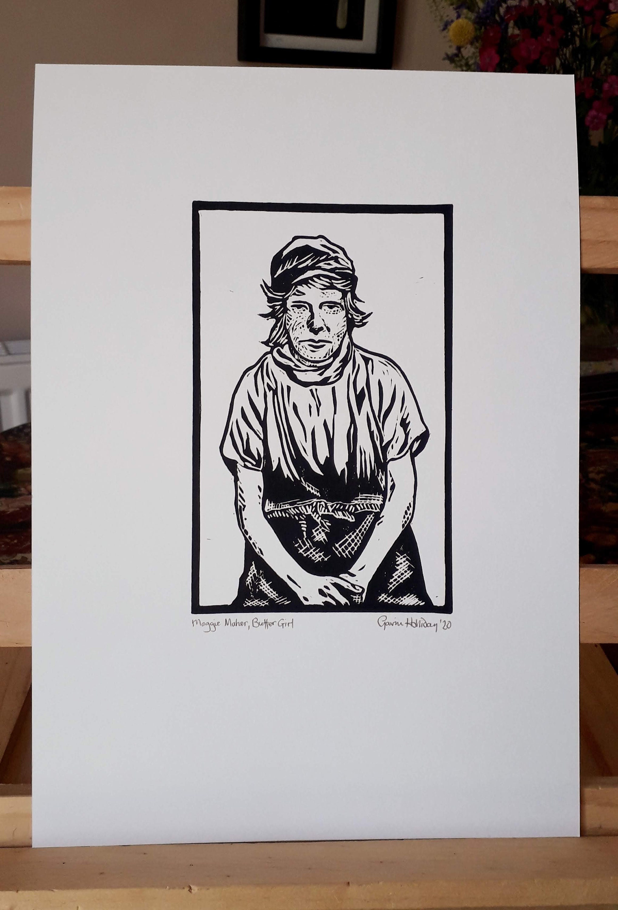 Linocut Print Maggie Maher Buffer Girl. Sheffield History - Etsy UK