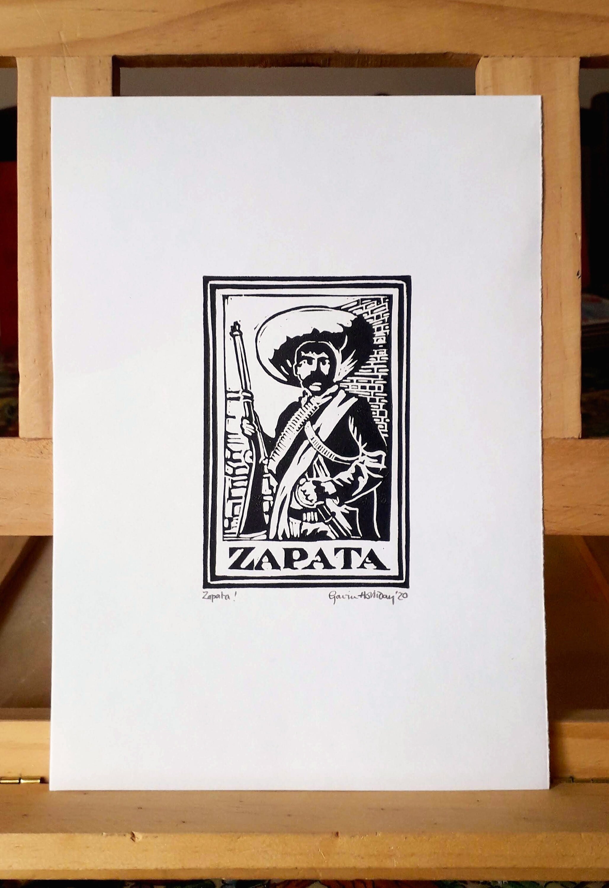 Linocut Print, Zapata!, Mexican Revolutionary Leader, Handmade Unique ...