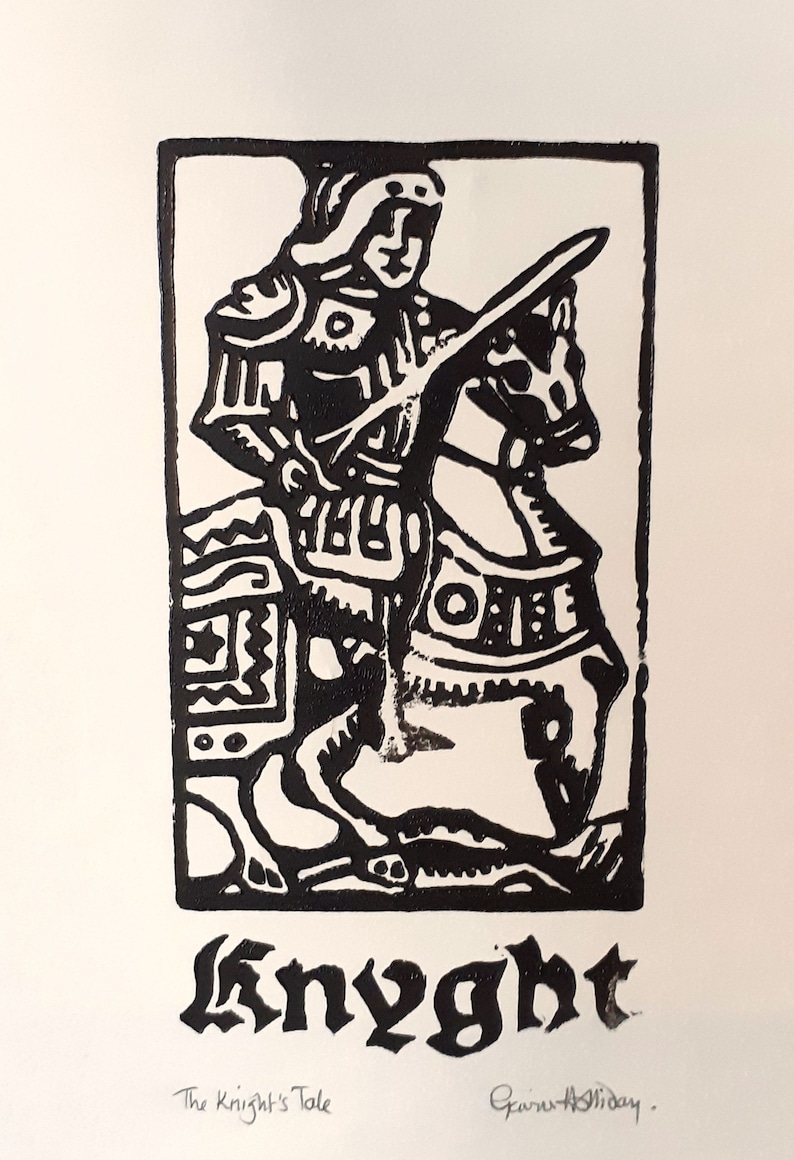 Linocut Print, the Knight's Tale, Medieval Art, Handmade Print, Armour ...
