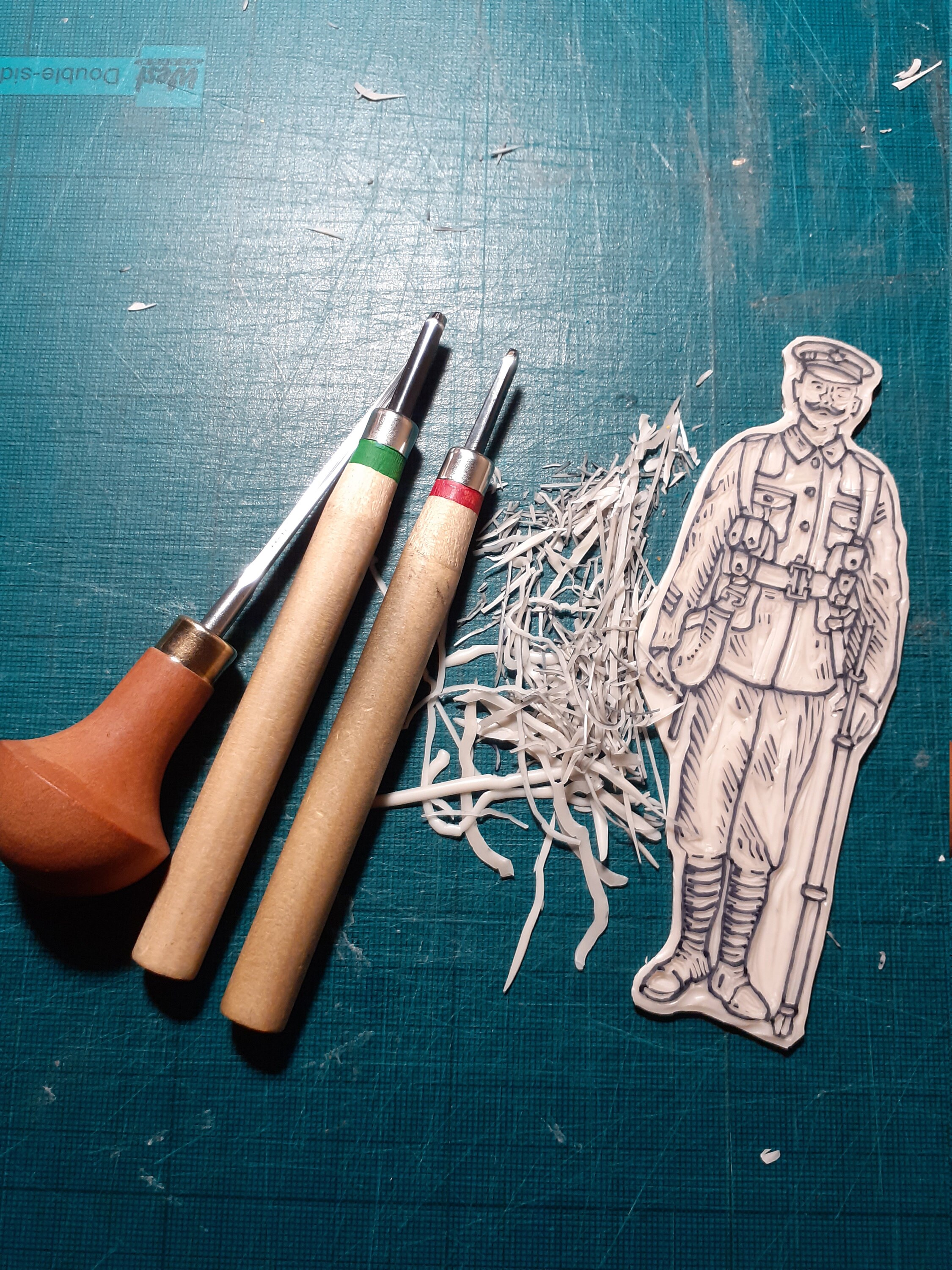 1914 Linocut Print, British Soldier, WW1, Old Contemptible, Great War ...