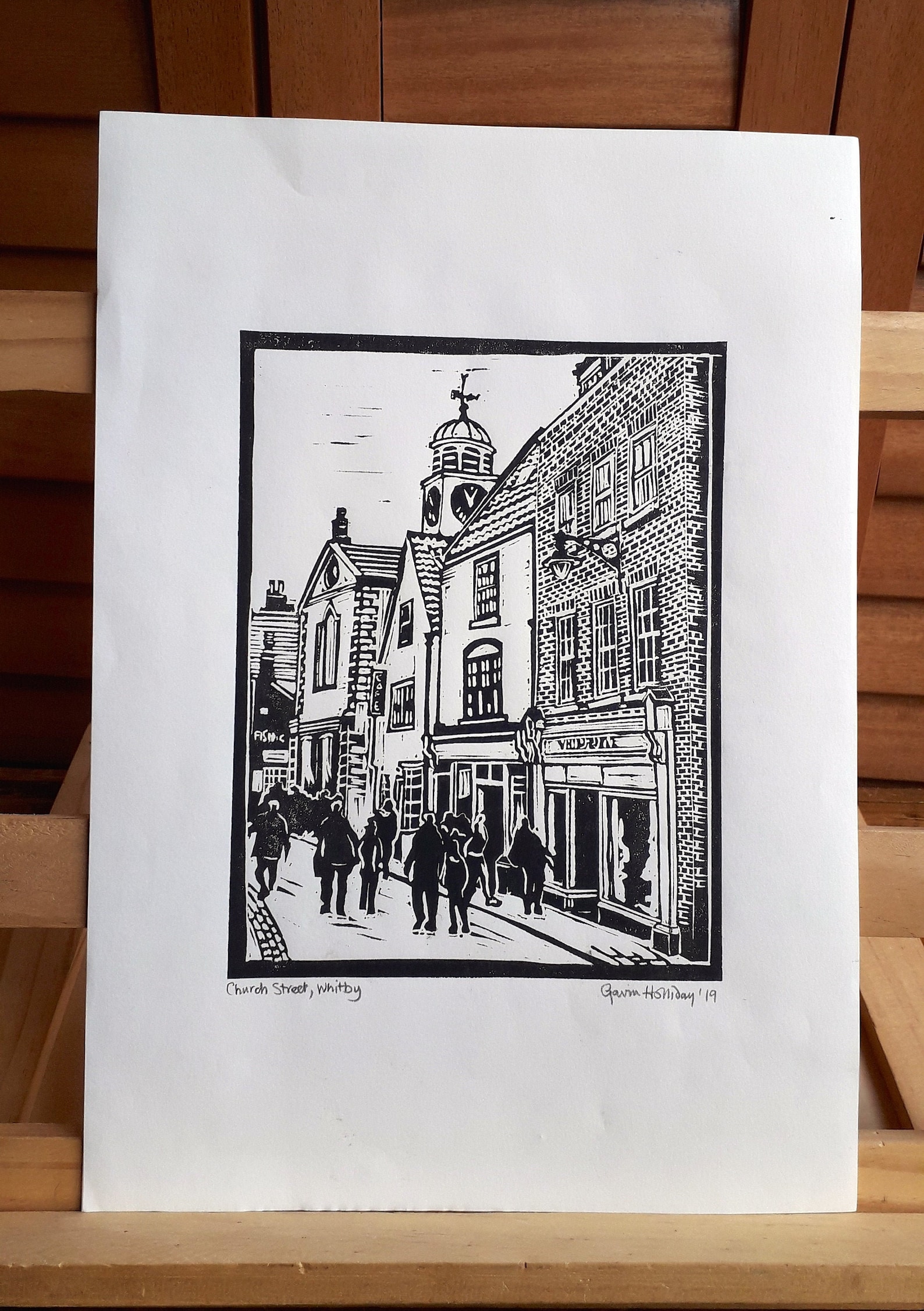 Linocut Print, Church Street, Whitby, Unique Linocut Art, Lino Print ...