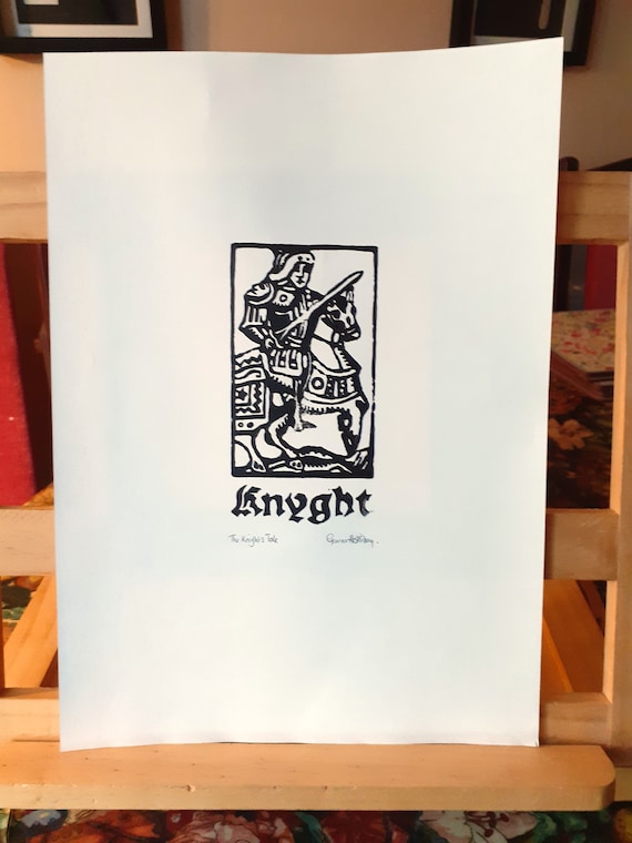 Linocut Print the Knight's Tale Medieval Art Handmade | Etsy UK