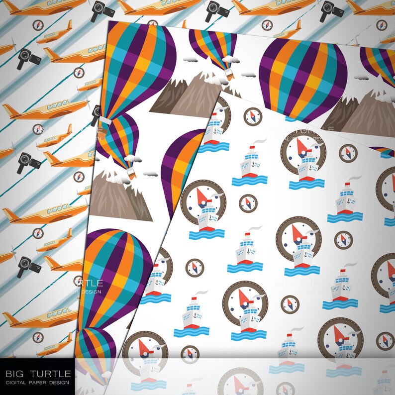 Travel digital paper Vacation digital paper Wanderlust | Etsy