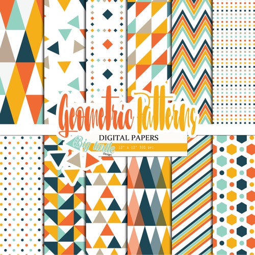 Seamless Modern Geometric Digital Paper Geometric Patterns | Etsy