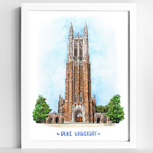 Duke University Chapel Watercolor Print - Etsy Duke University Chapel Watercolor Print - Etsy