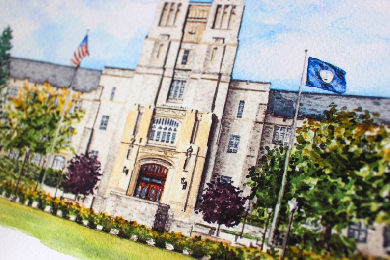Virginia Tech Art Print VT Hokies Watercolor Painting | Etsy