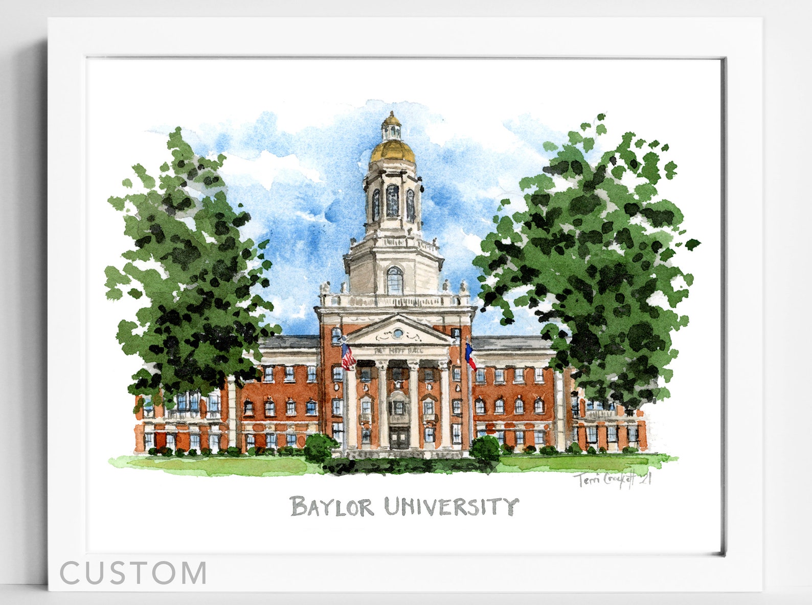Custom College Watercolor Painting | Graduation Gift, Alumni Art - Etsy