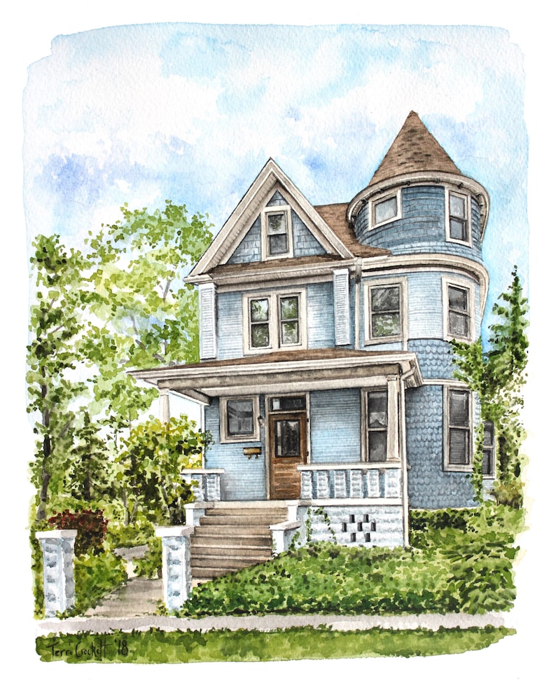 Custom Home Portrait | House Watercolor Painting | Portrait From Photo ...