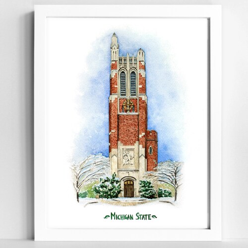 Watercolor Michigan State University Print Michigan Spartans - Etsy