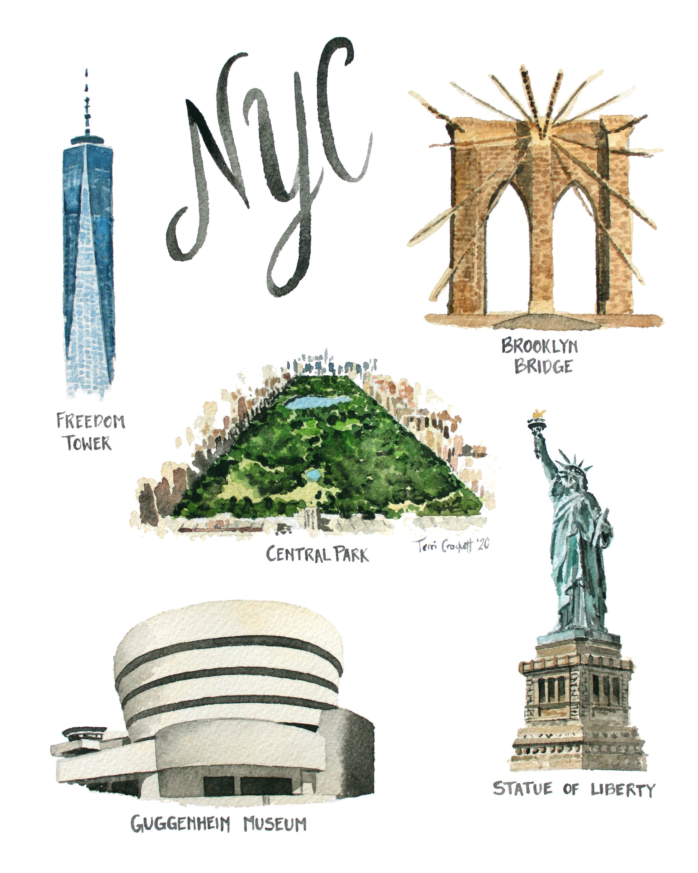 New York City Print NYC Watercolor NYC Wall Art | Etsy