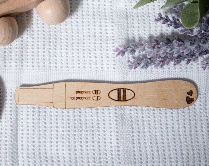 Wooden Engraved Pregnancy Test Stick | Pregnancy Announcement | Wooden ...