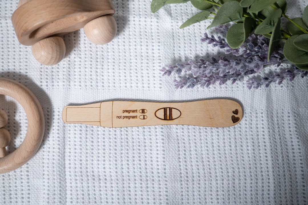 Wooden Engraved Pregnancy Test Stick | Pregnancy Announcement | Wooden ...