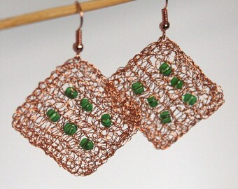 Copper Wire Crocheted Earrings Wire Jewelry Statement Jewelry | Etsy