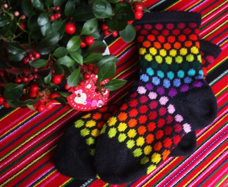 Rainbow Coloured Knitted Woollen Socks Wool Socks Fair Isle Socks - Etsy