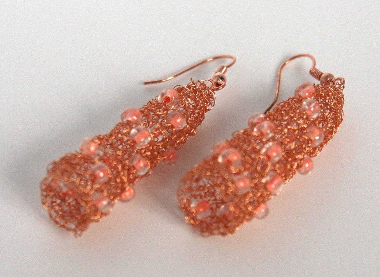 Copper Wire Crocheted Earrings Wire Jewelry Statement Jewelry - Etsy