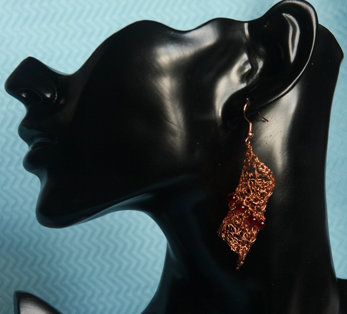 SALE NEW PRICE Copper Wire Crocheted Earrings Wire Jewelry Statement ...