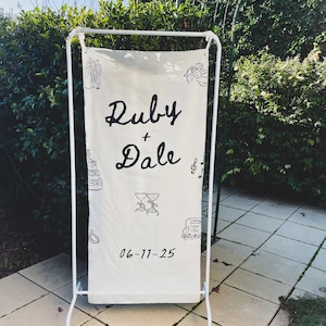 Personalised Fabric Wedding Sign | Custom Linen Welcome Sign With ...