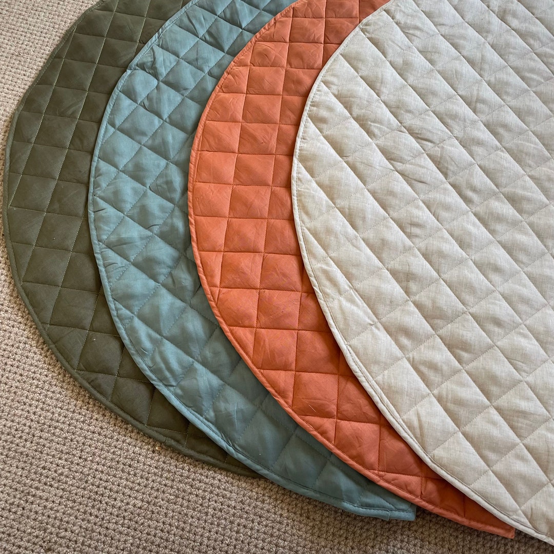 Quilted Linen Baby Playmat / Linen Mat / Linen Picnic Blanket / Linen ...