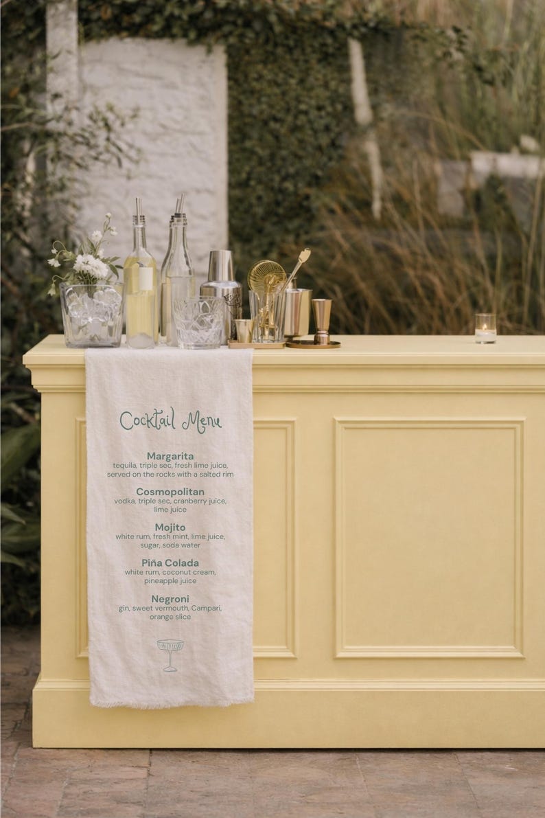 Personalized Wedding Bar Menu Sign | Fabric Bar Menu Banner | Custom ...