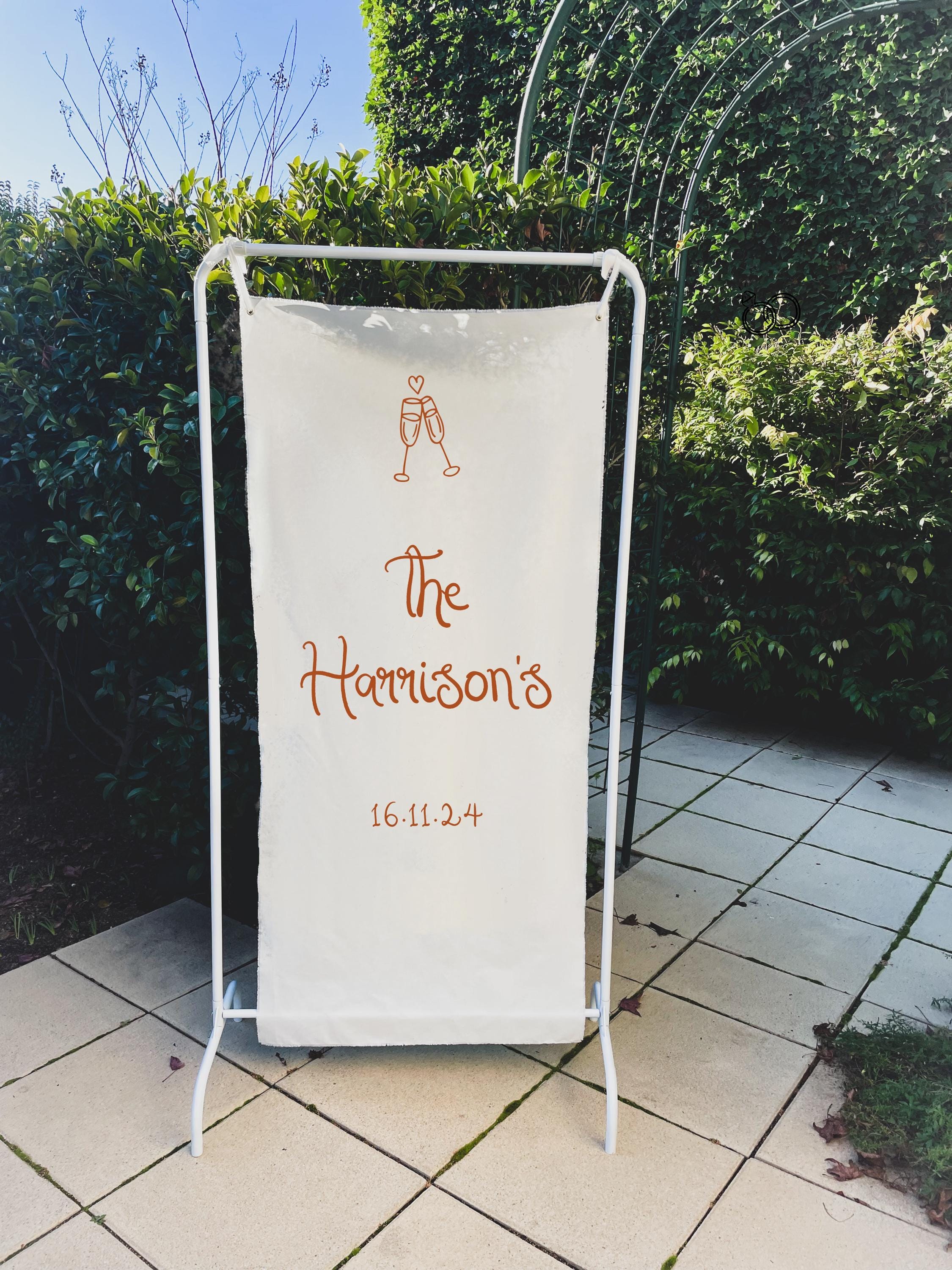 Personalised Fabric Wedding Sign | Custom Linen Welcome Sign With ...