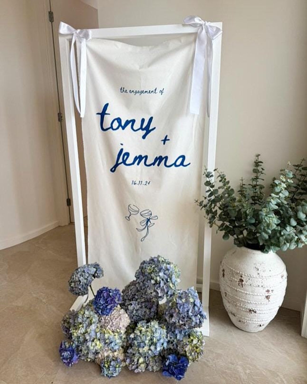 Personalised Fabric Wedding Sign | Custom Linen Welcome Sign With ...