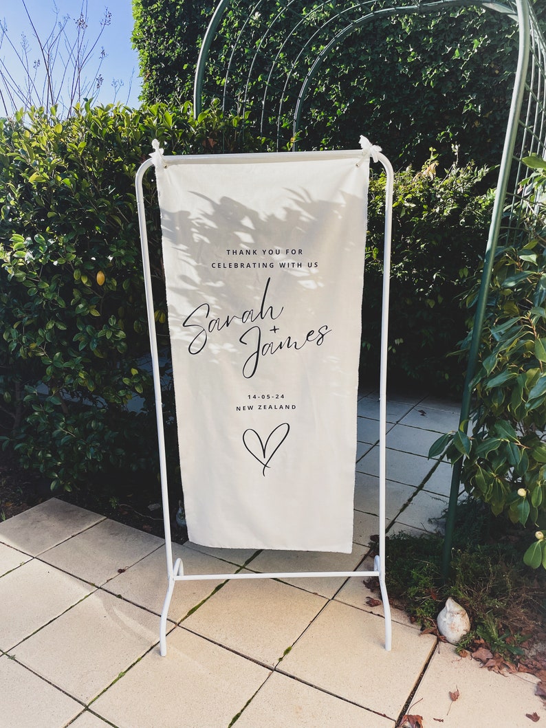 Personalised Fabric Wedding Sign | Custom Linen Welcome Sign With ...