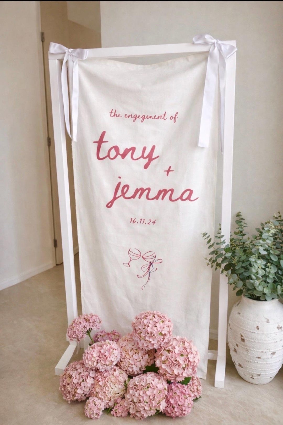 Personalised Fabric Wedding Sign | Custom Linen Welcome Sign | Modern ...