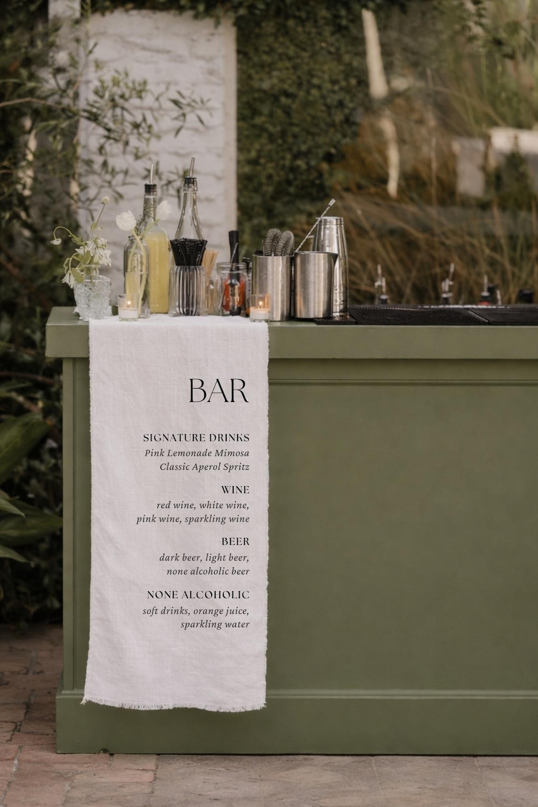 Personalized Wedding Bar Menu Sign | Fabric Bar Menu Banner | Custom ...
