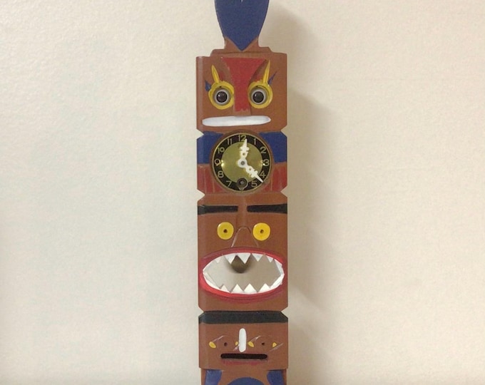Vintage Mi-ken Moving Eyes Clock, Totem Pole, Wind Up - Etsy