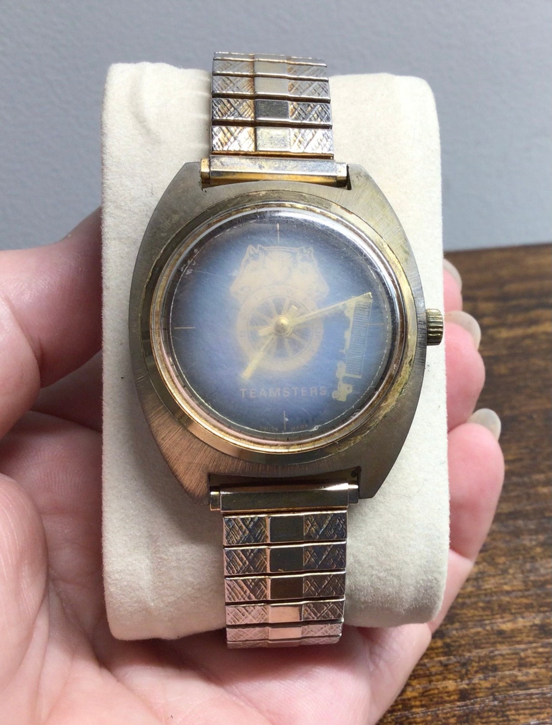 Vintage Gold Teamsters Mens 17 Jewels Swiss Watch, Animated Semi/big ...