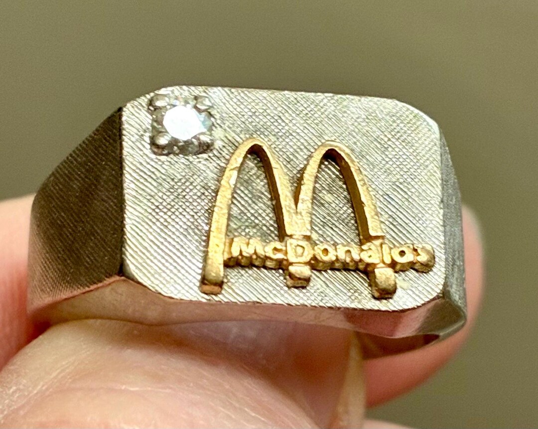 Men’s 10K Gold/diamond Mcdonalds Employee Ring, Size 9.5 - Etsy
