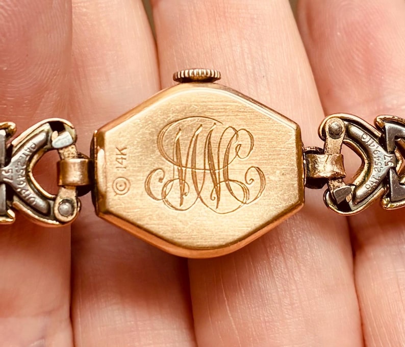 Ladies 14K Rose Gold Swiss Watch, Mid Century, Monogrammed, for Repair ...