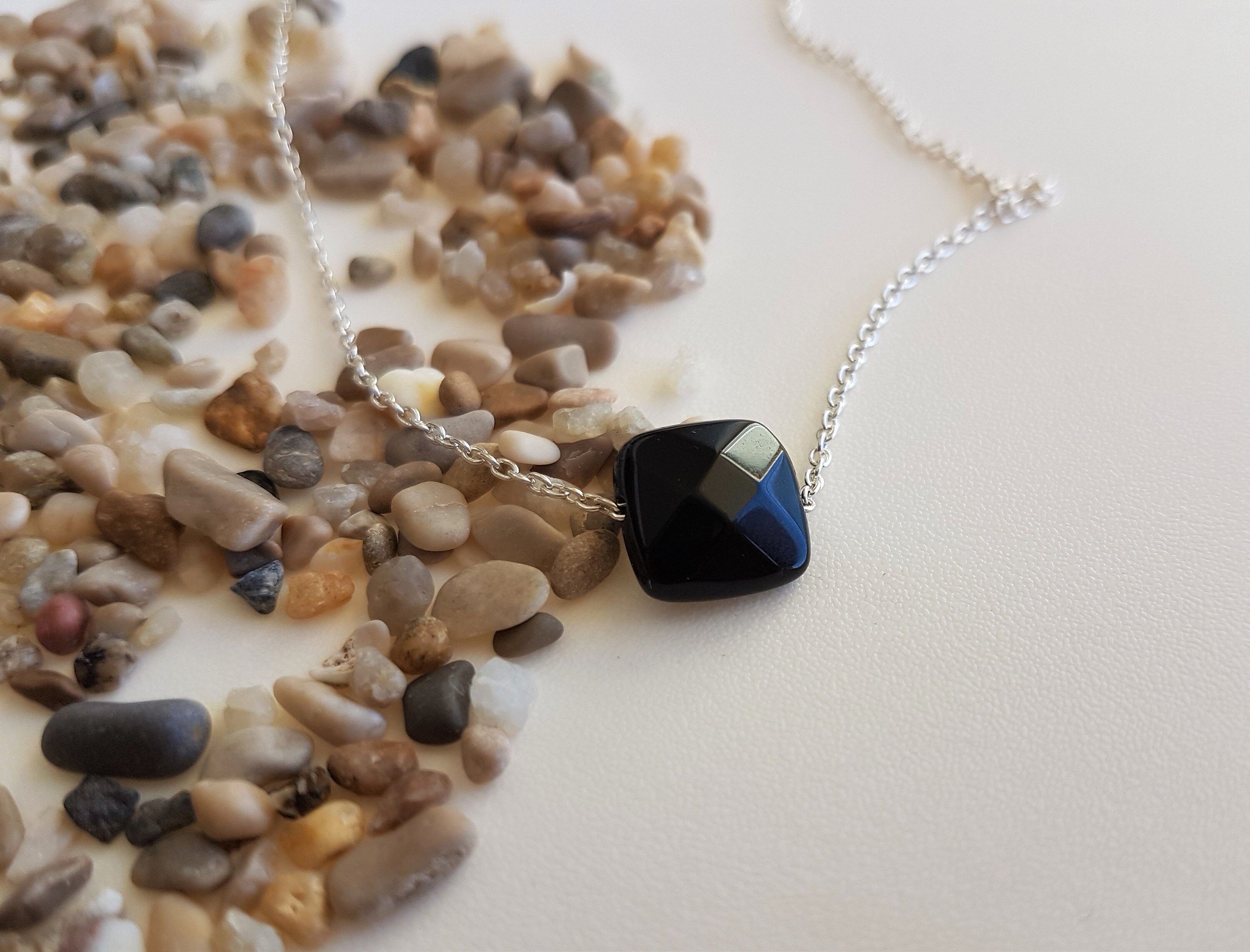 Collection Serenity // Black Onyx on Transparent Thread or | Etsy