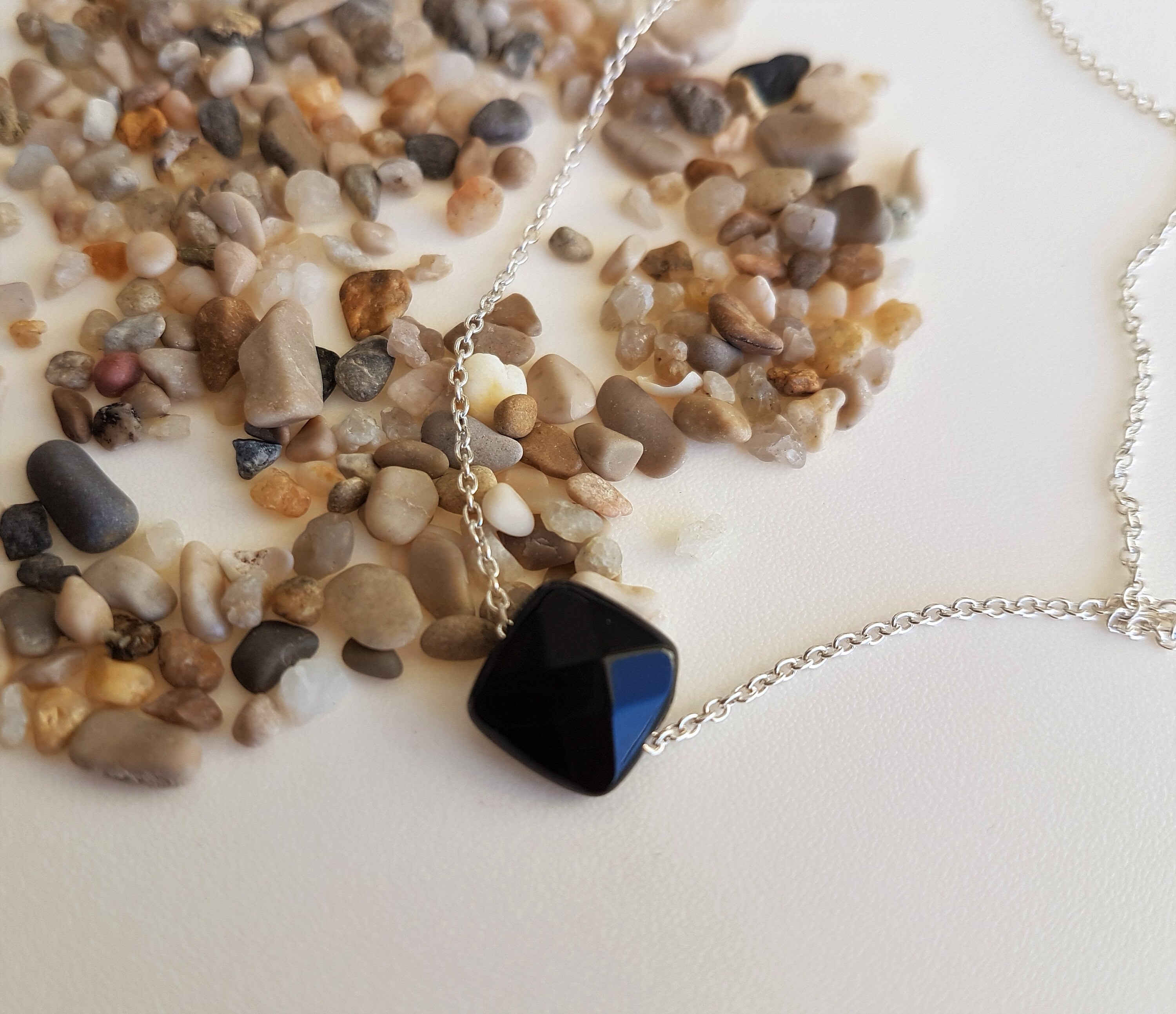 Collection Serenity // Black Onyx on Transparent Thread or | Etsy