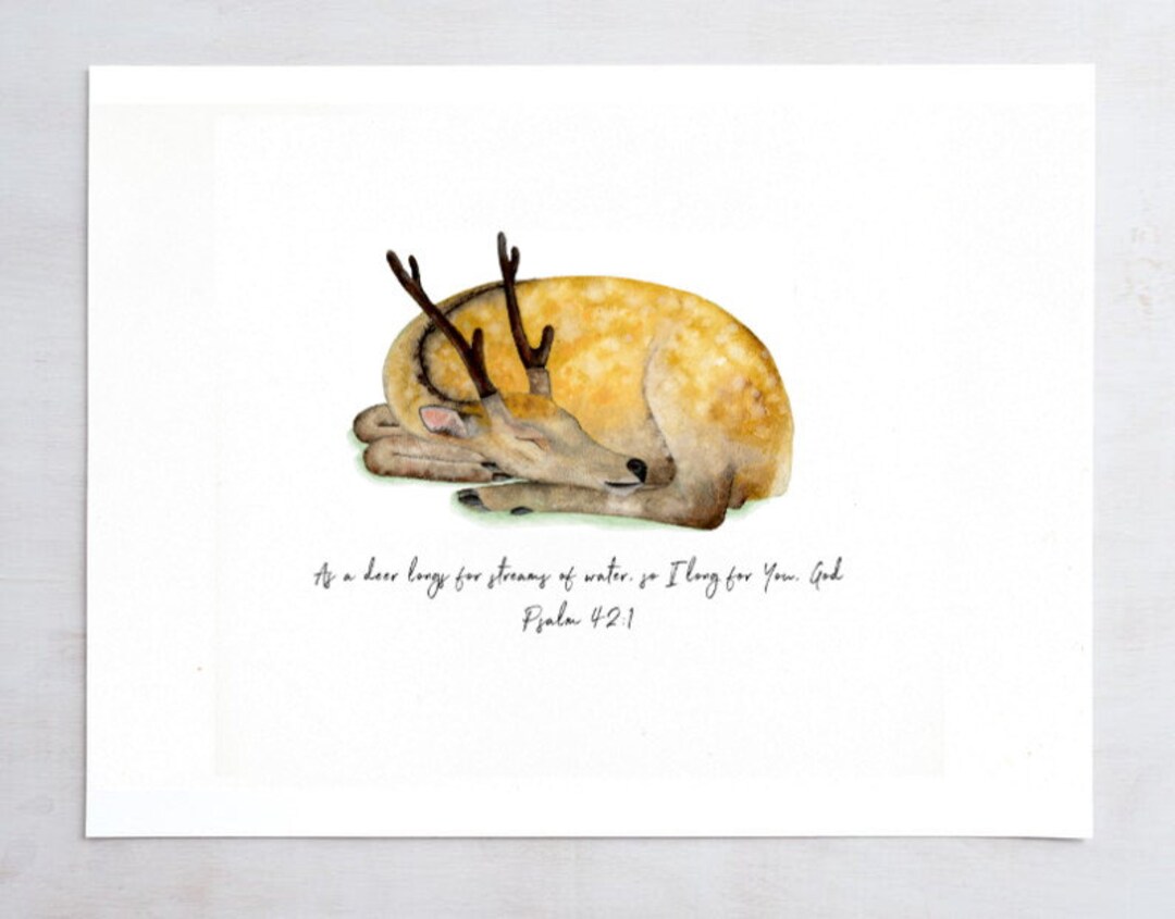 Deer Watercolor Christian Art Print - as the Deer Pants - Nursery ...