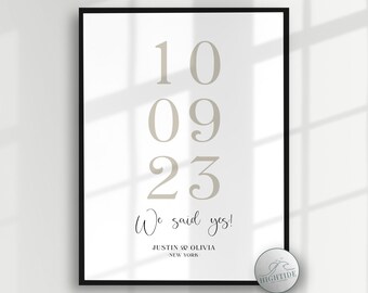 Digital Wedding Date Sign, Personalized Wedding Gift for Couples ...