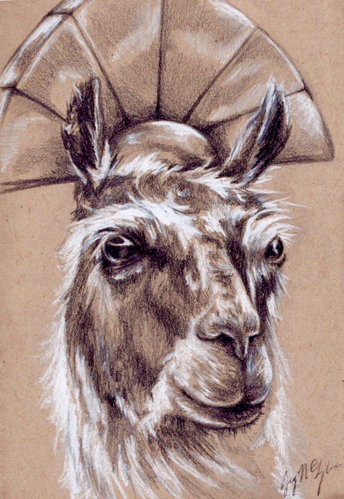 Original Art Print Emperor Kuzco Llama Drawing Emperor's New Groove ...