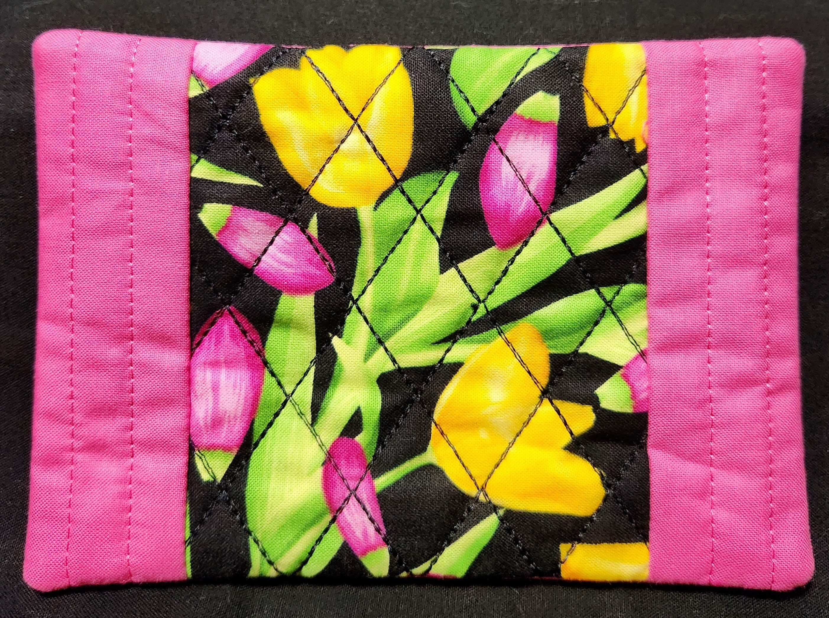 Set of 4 Quilted Fabric Mug Rugs coasters Pink & Yellow Tulips - Etsy