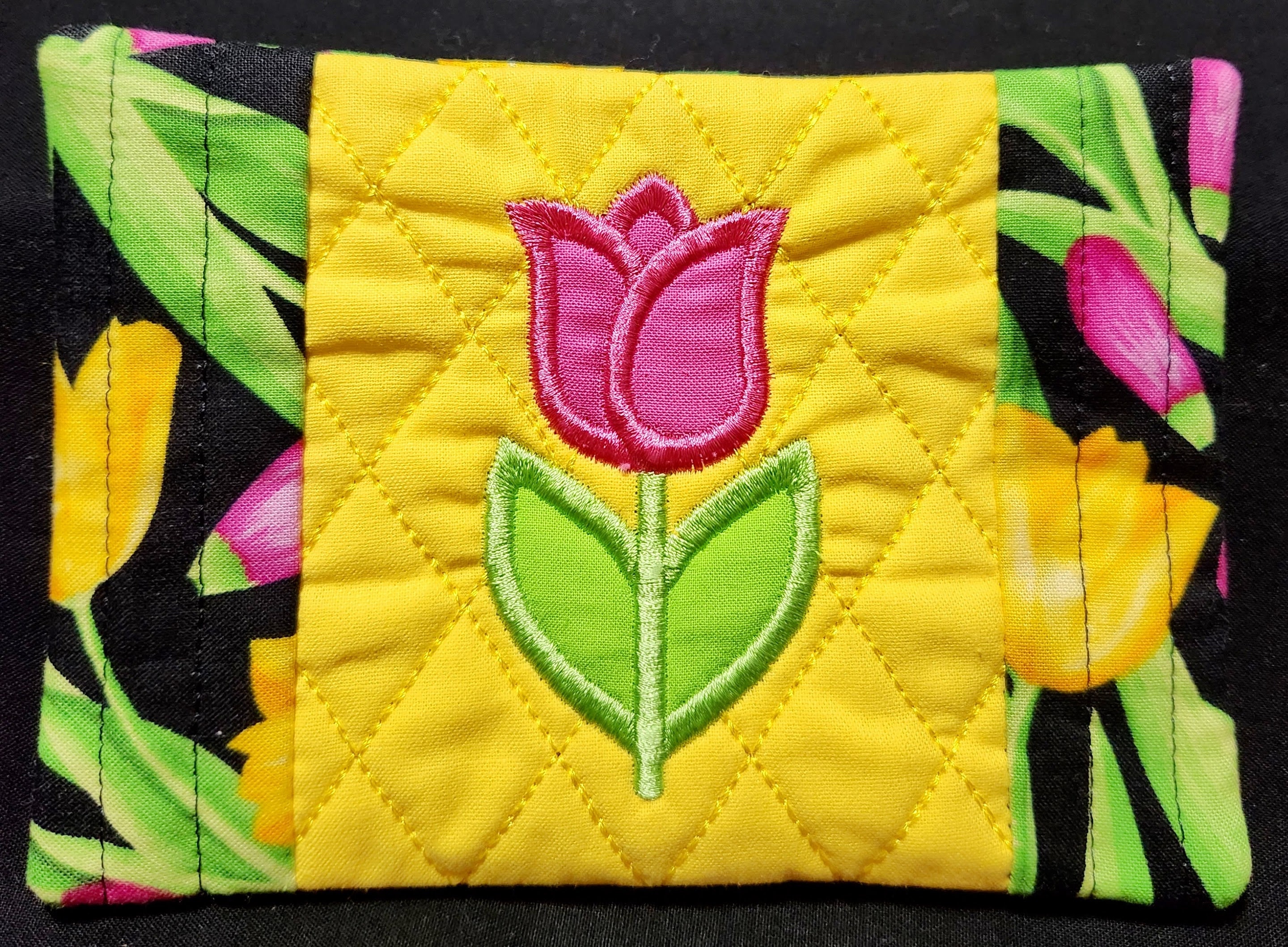 Set of 4 Quilted Fabric Mug Rugs coasters Pink & Yellow Tulips - Etsy