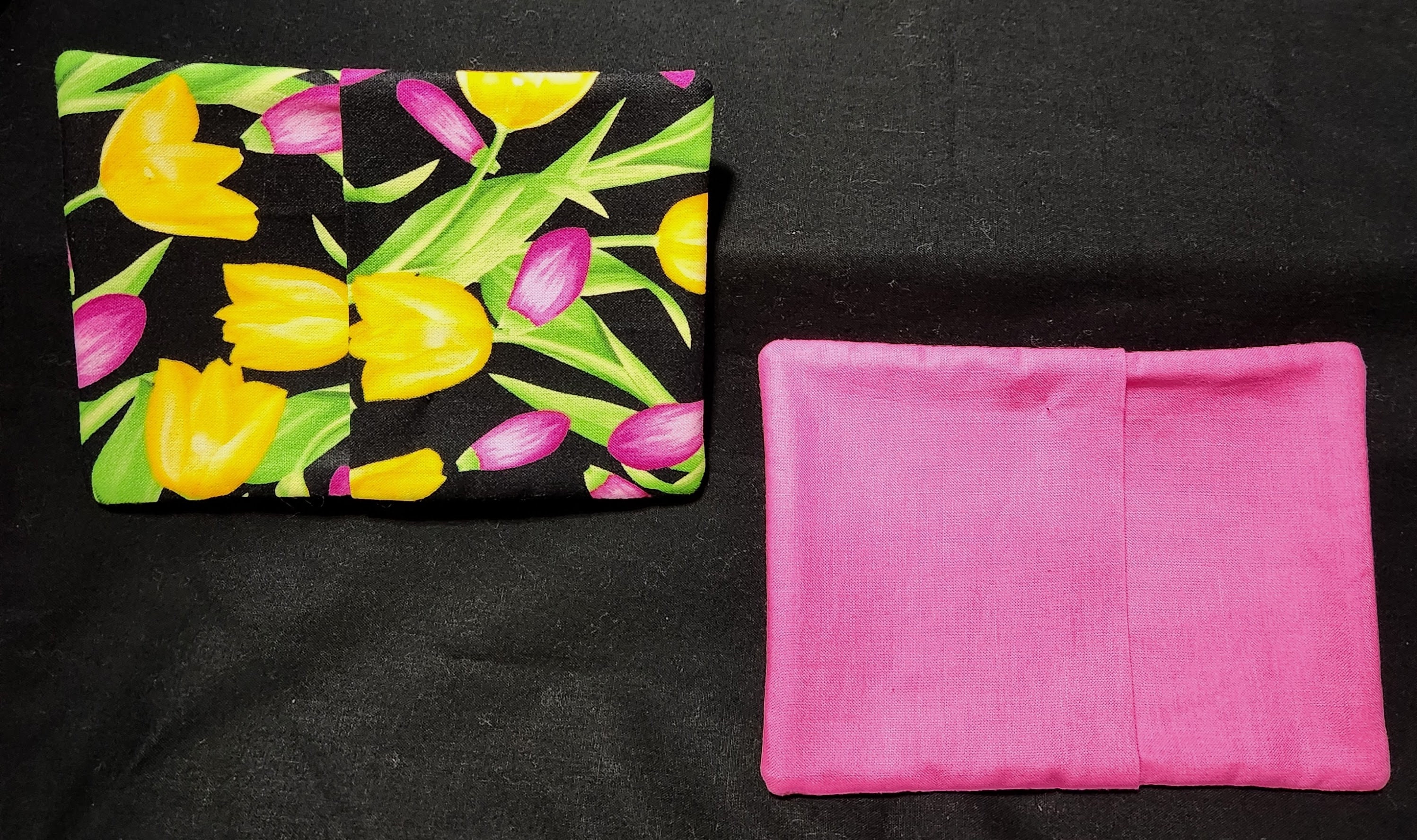 Set of 4 Quilted Fabric Mug Rugs coasters Pink & Yellow Tulips - Etsy