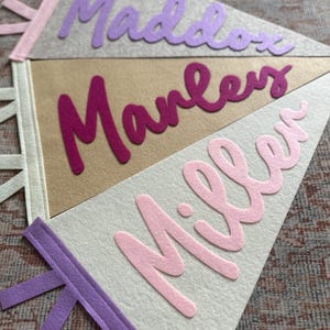 Custom Felt Name Pennant, Personalized Baby Gift, Neutral Nursery Flag ...