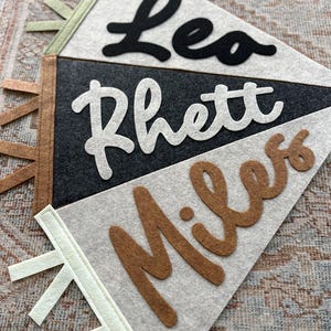Custom Felt Name Pennant, Personalized Baby Gift, Neutral Nursery Flag ...
