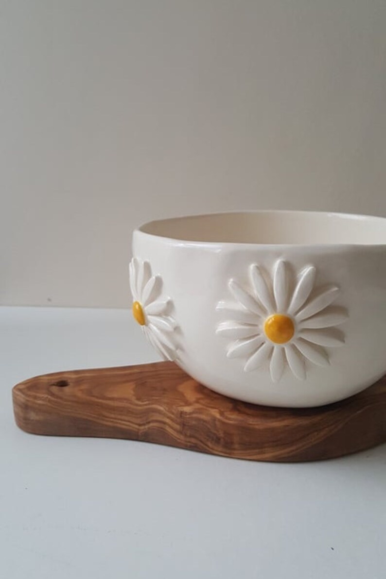 Handbuilt Ceramic Bowl Pottery Bowls Flower Decorated | Etsy