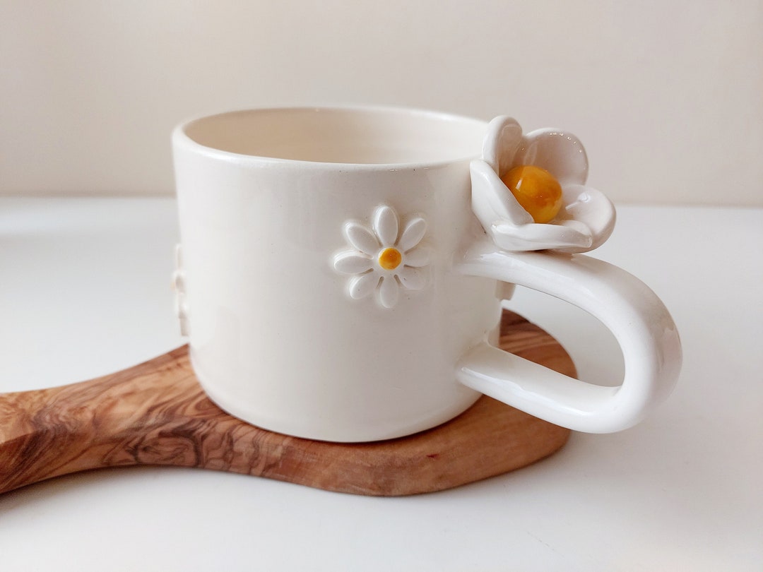 Large Ceramic Mug, Floral Pottery Coffee Mug, Large Tea Cup - Etsy