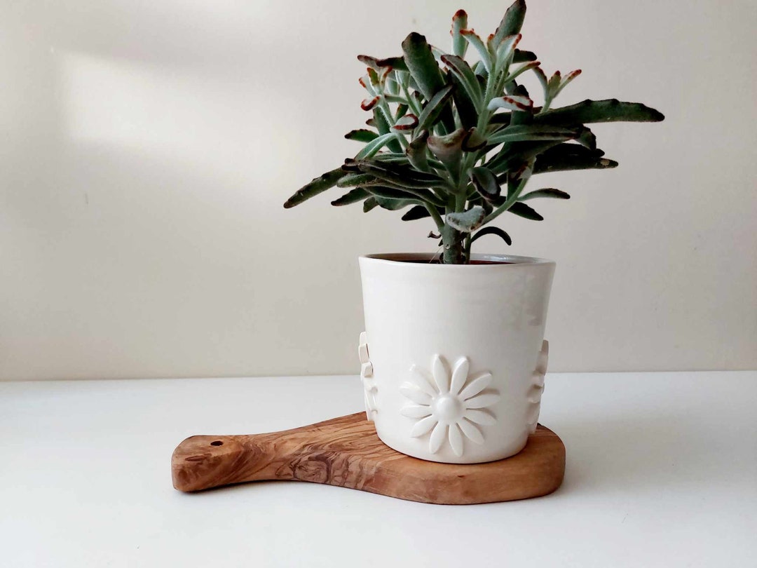 Pottery Daisy Plant Pot, Ceramic Planter, Handmade Plant Pot, Floral ...