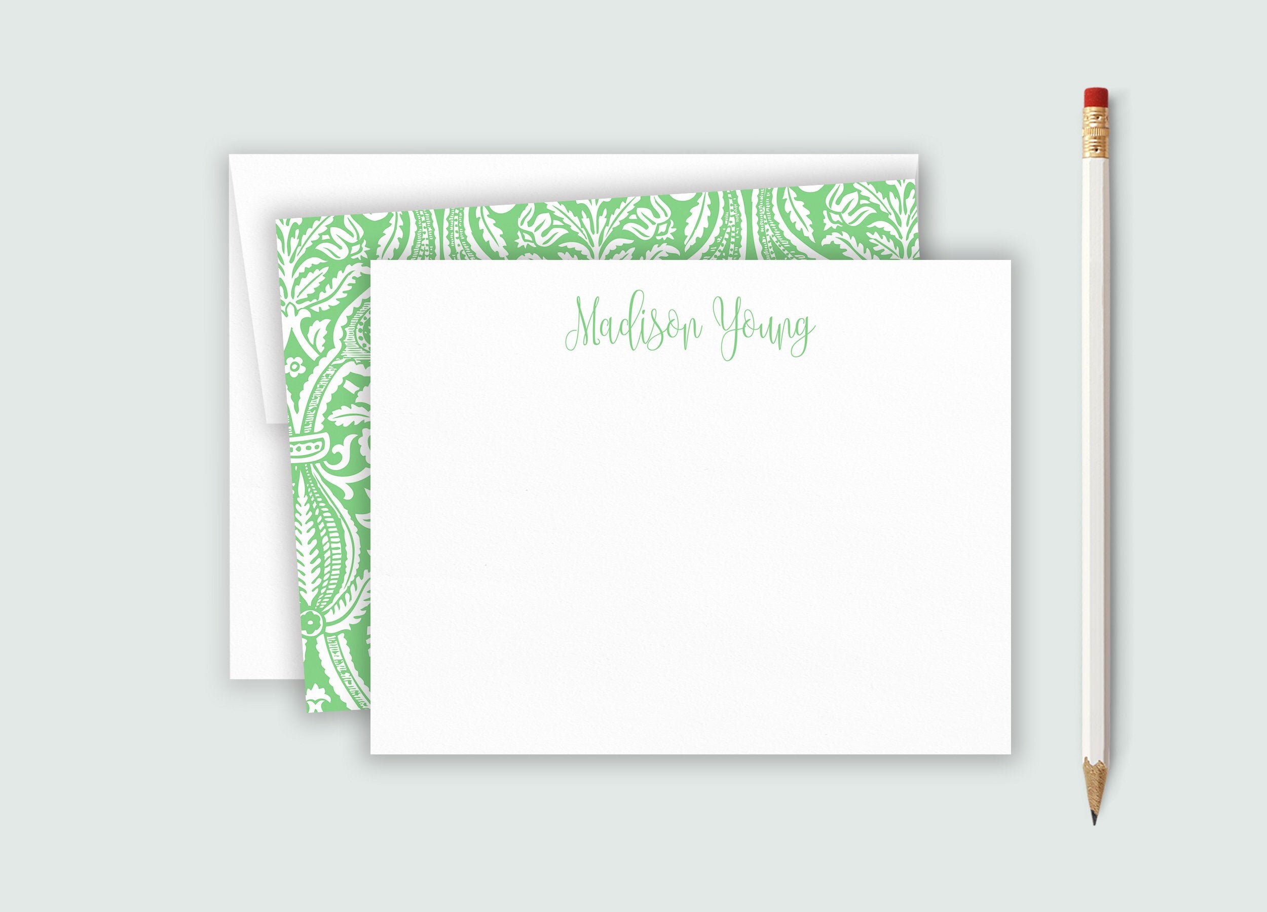 Green Notecard Set Stationery Set Custom Stationary - Etsy